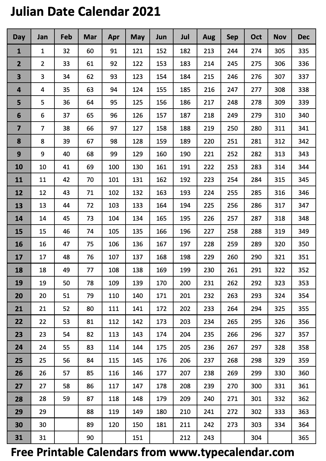 Printable Julian Date Calendar 2023 Printable World Holiday
