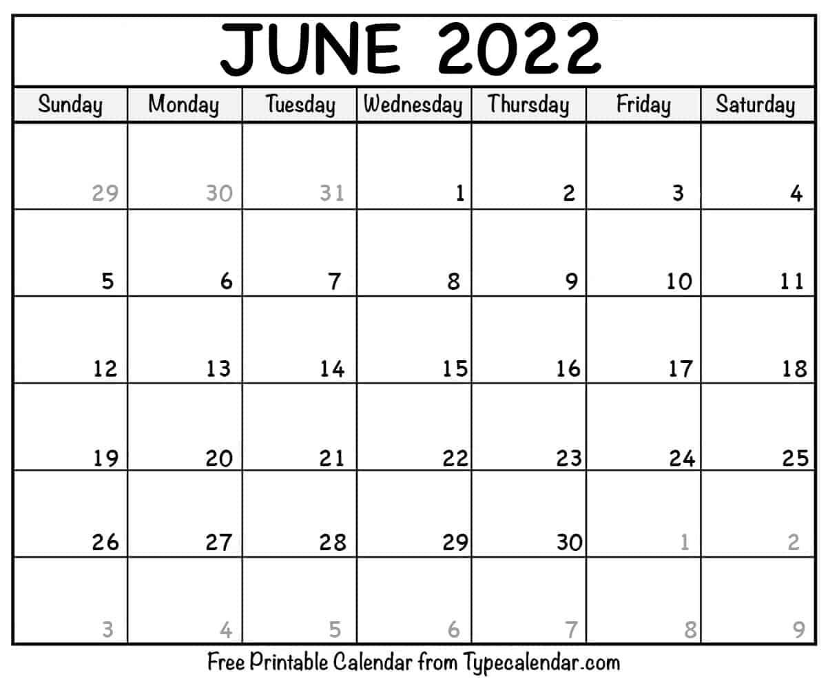 Printable June Calander