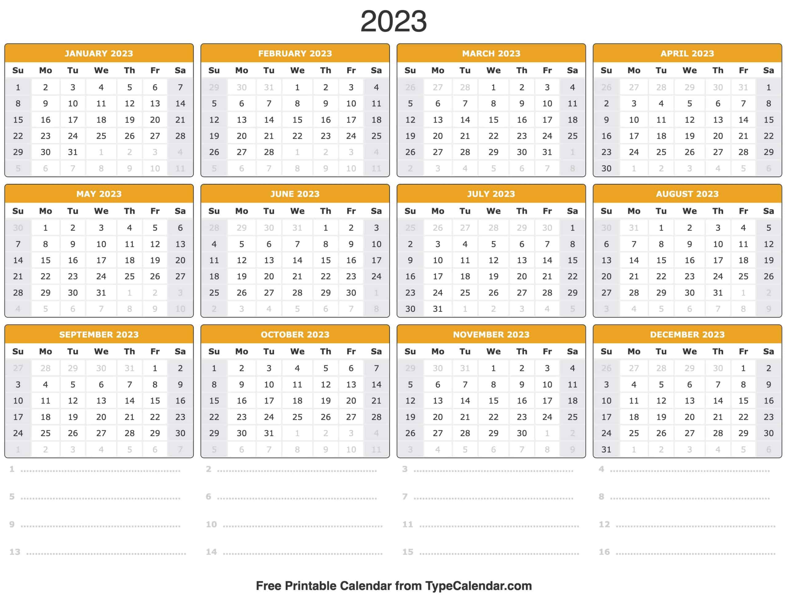 2023 Calendar With Holidays