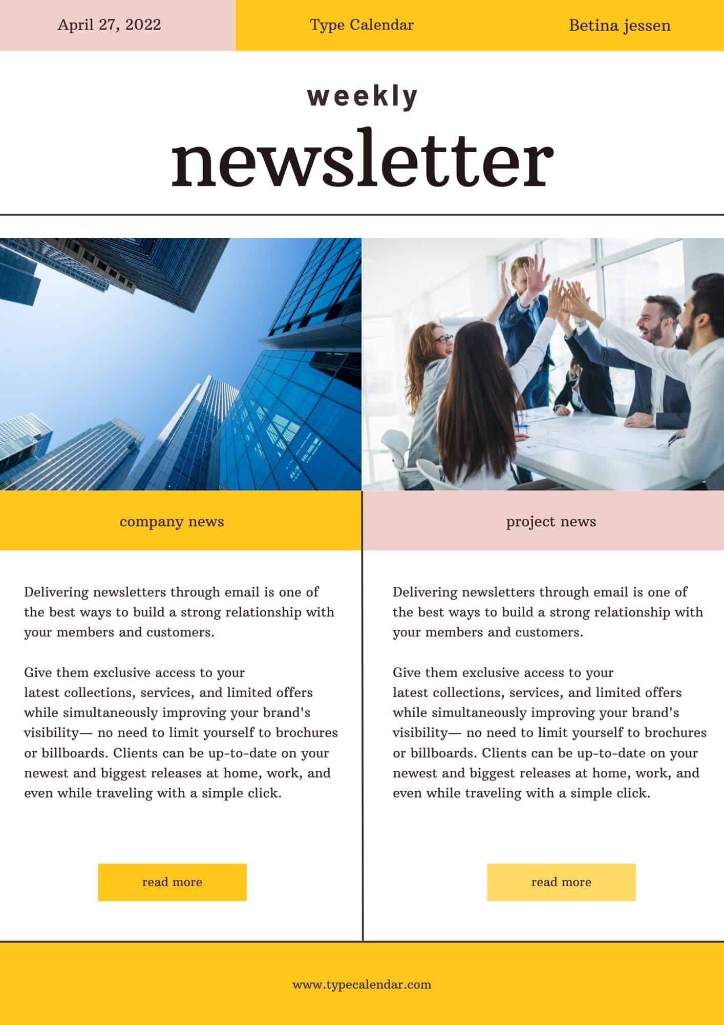 Newsletter Templates Free Printable Newsletter Template