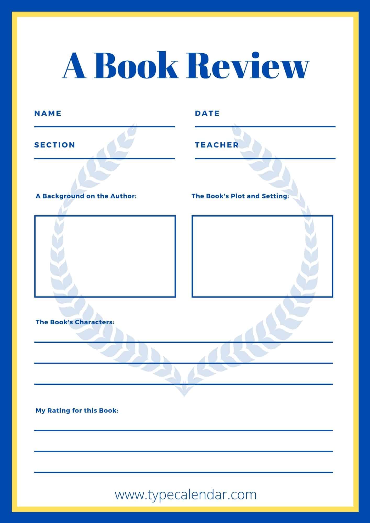 Free Book Review Template Examples PDF 