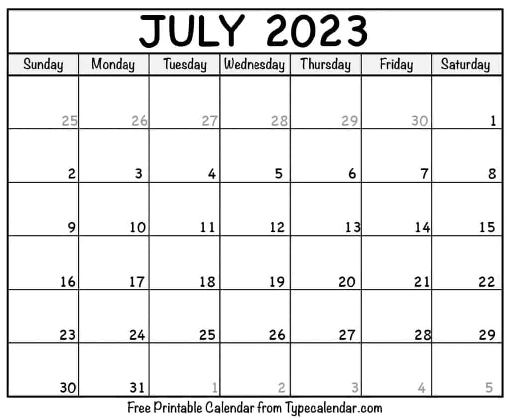 July 2023 Calendar Template Free Printable Calendar Command PELAJARAN