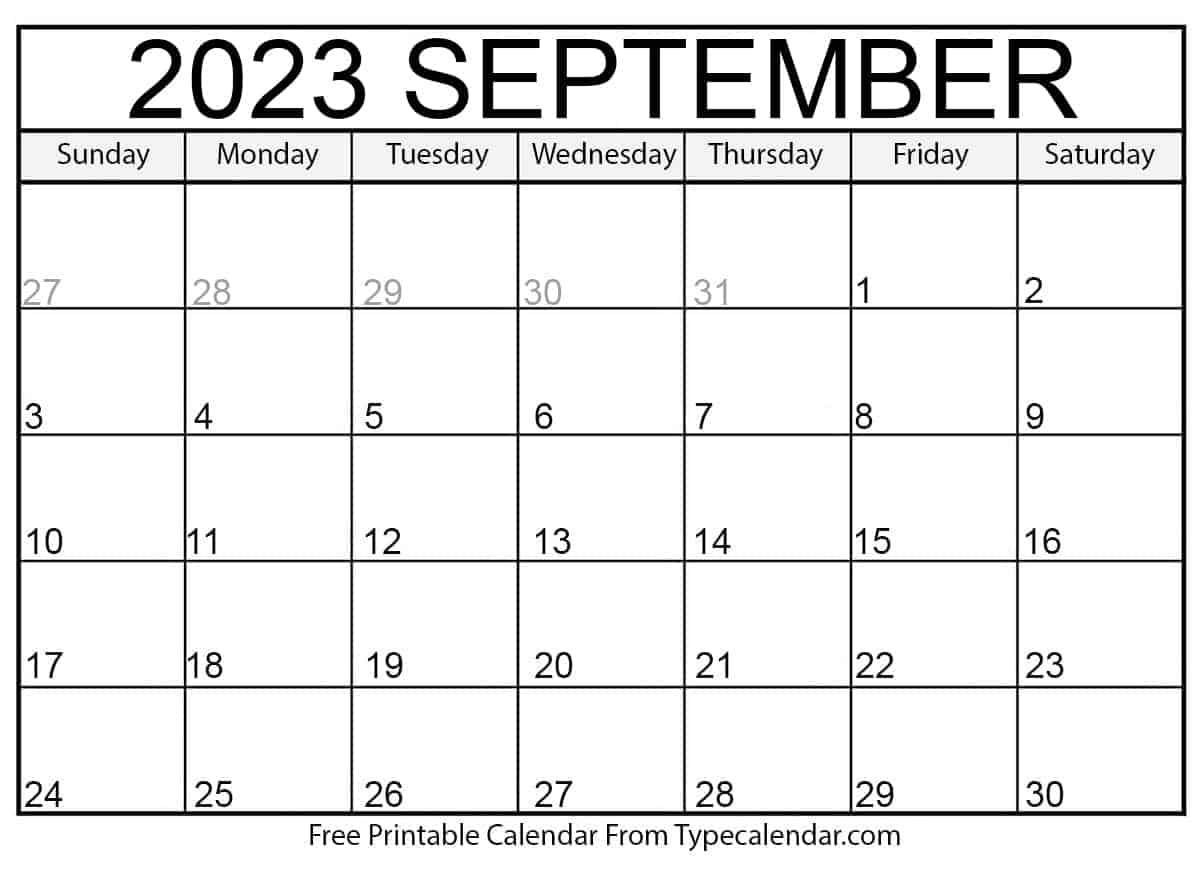 Download Free Printable September 2023 Calendar Template