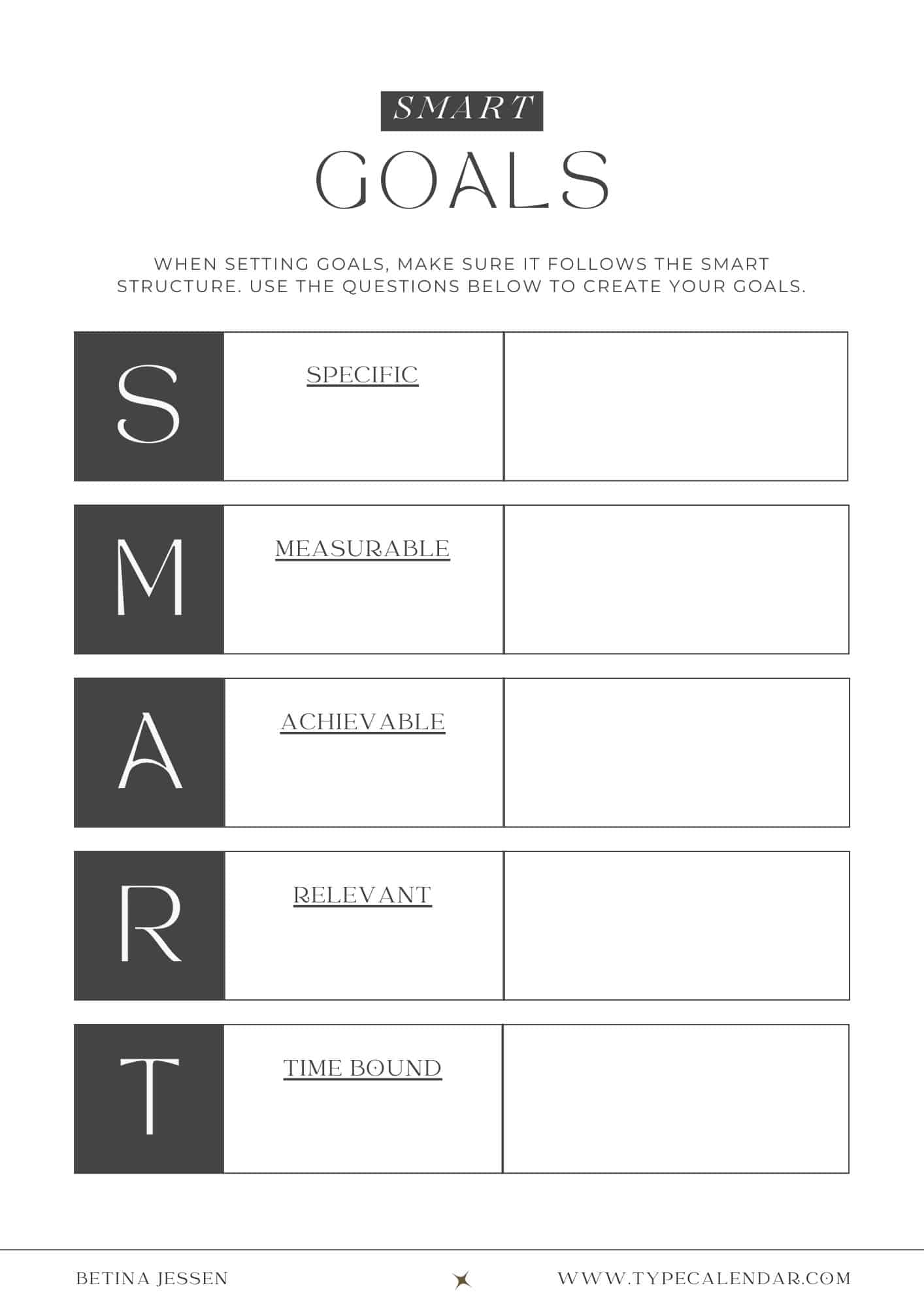Printable SMART Goals Template Achieve Your Goals 