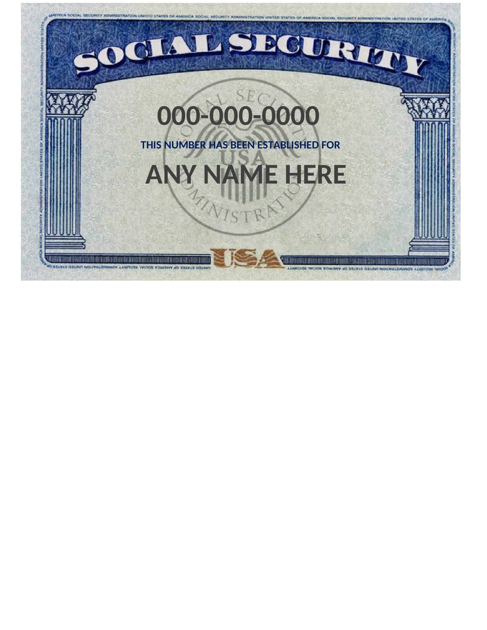 Blank Social Security Card Template Free Printable Fake SSN