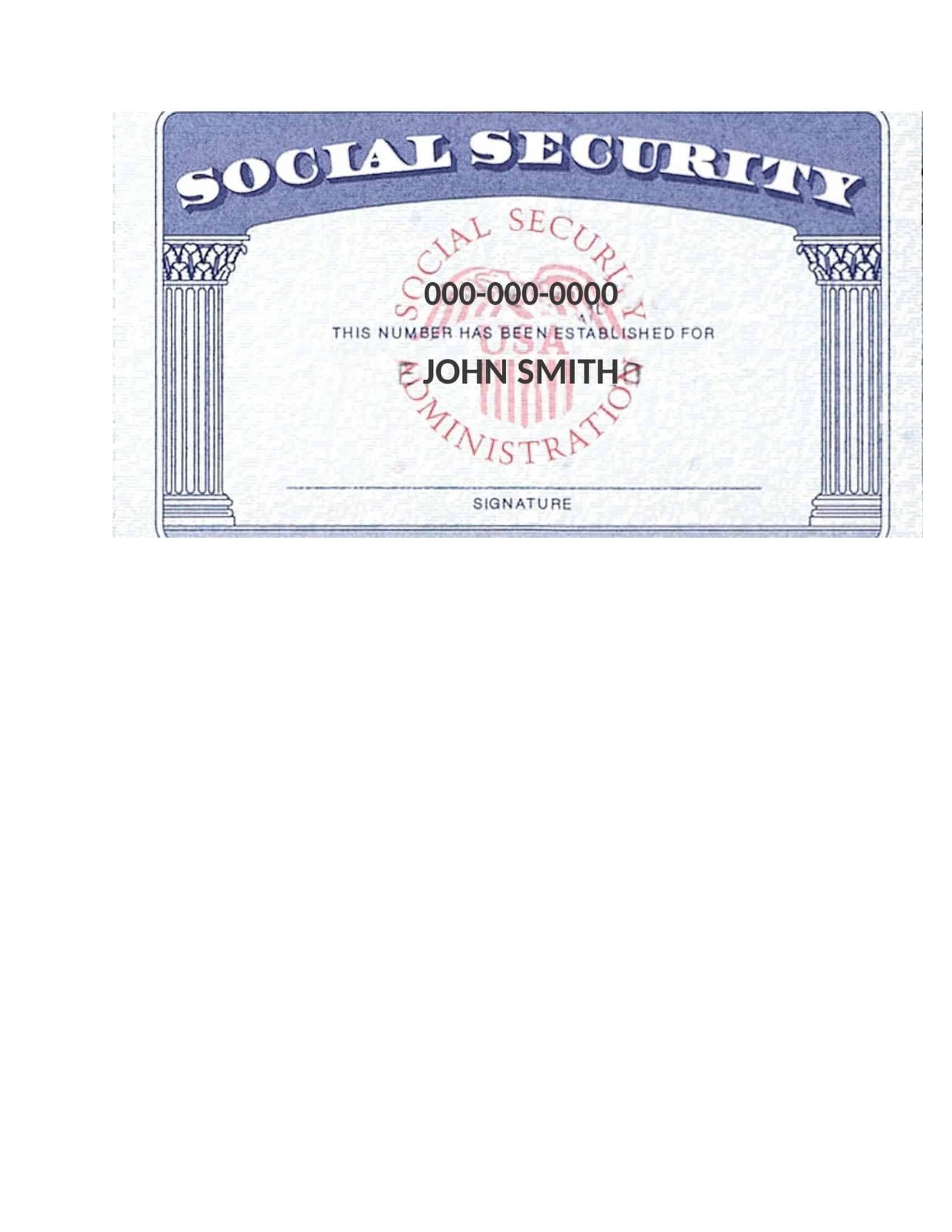 Blank Social Security Card Template Free Printable Fake SSN