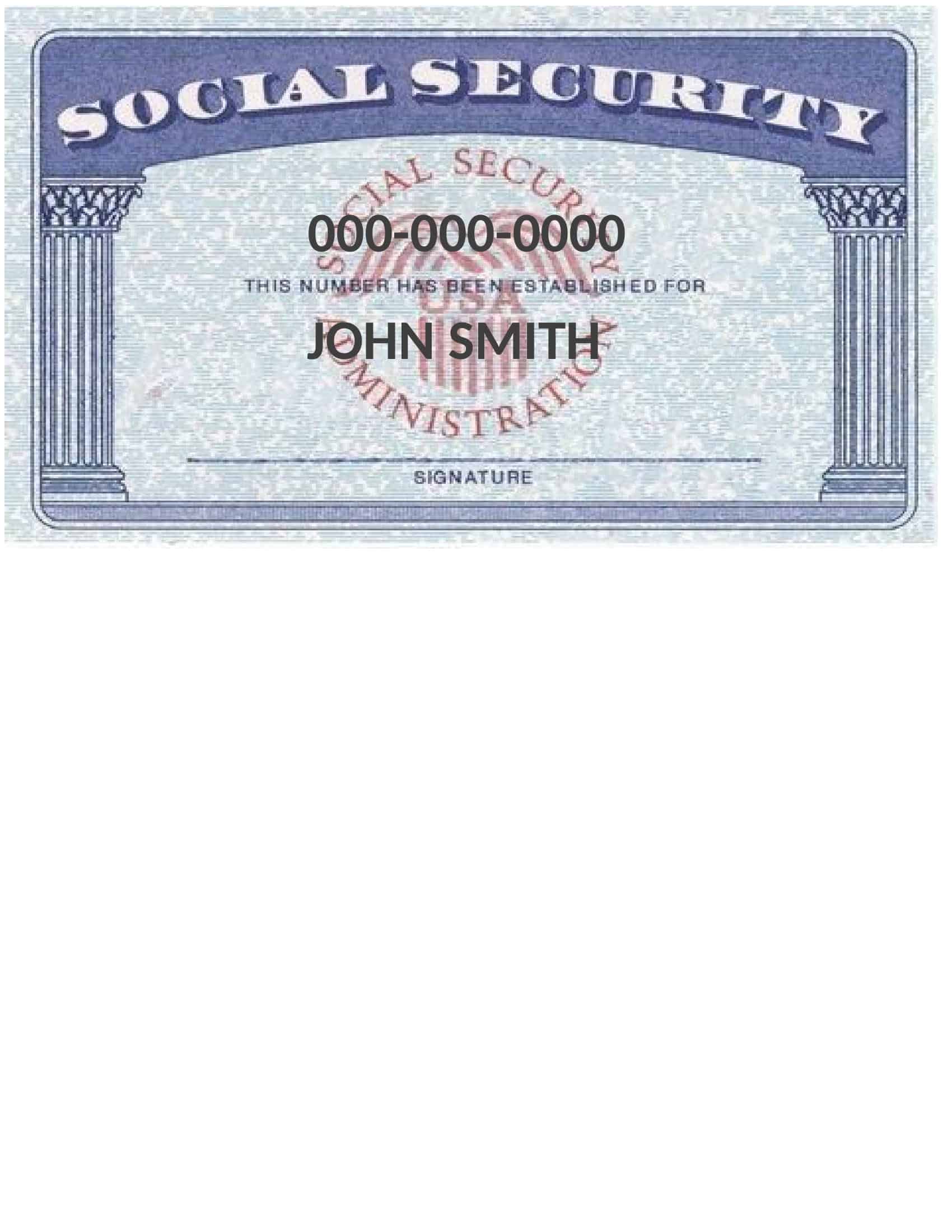 Blank Social Security Card Templates Fake SSN Generator 
