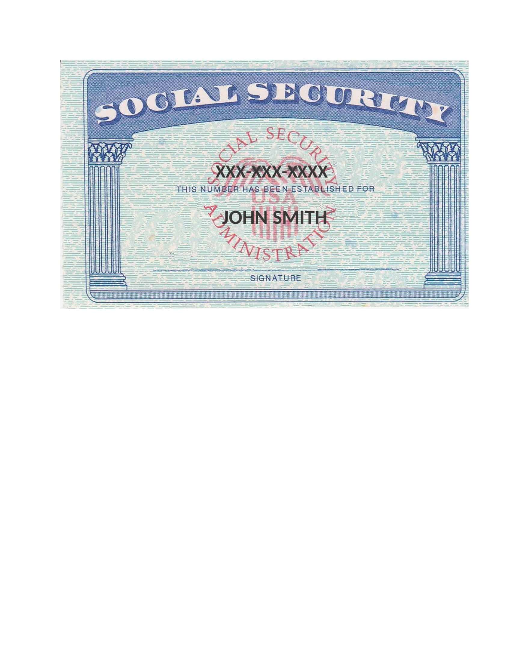 Blank Social Security Card Template Free Printable Fake SSN