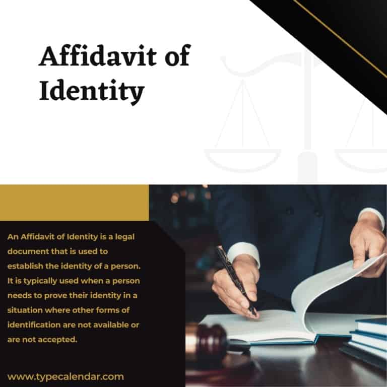 Free Power Of Affidavit Of Identity Printable Template [Download]