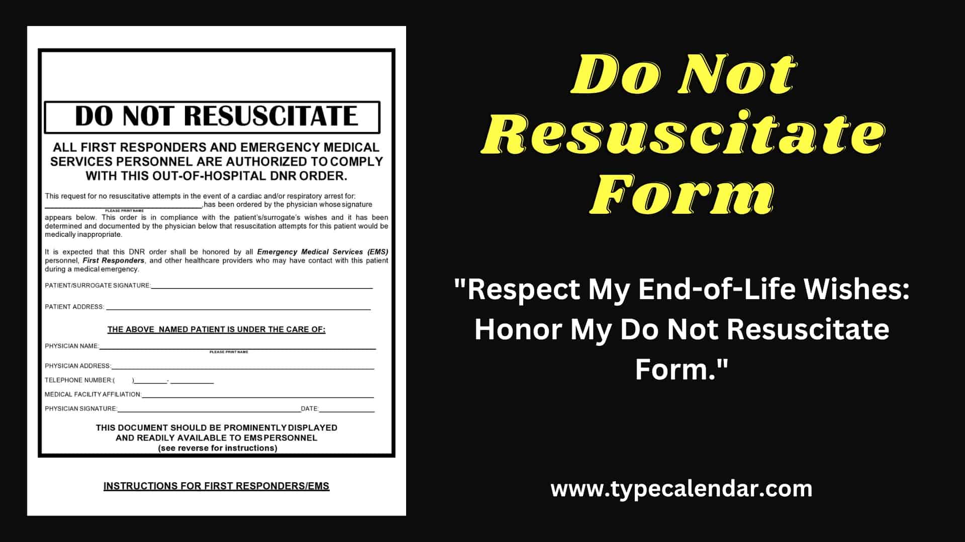 Free Printable Do Not Resuscitate Form Template Make Your Wishes Known 
