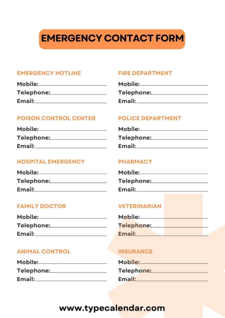 Free Printable Emergency Contact Form Templates for Employees PDF Word Free Printable Emergency Contact Form Templates for Employees PDF Word