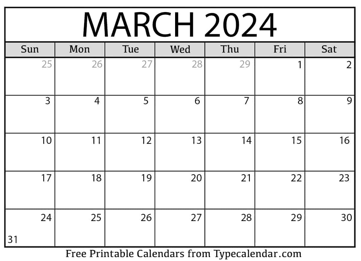 March 2024 Calendar Free Printable Maire Roxanne