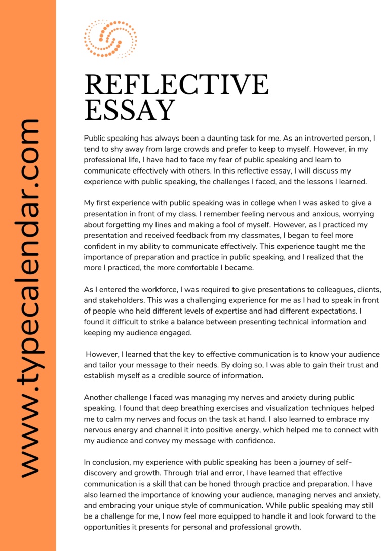 Free Printable Reflective Essay Templates Word PDF 