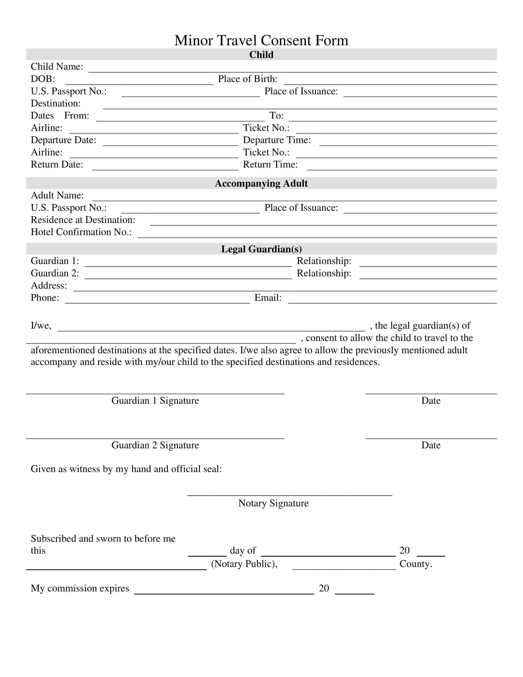 Travel Consent Letter For Minors Infoupdate