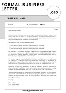 Free Printable Formal / Business Letter Templates [PDF, Word] Example