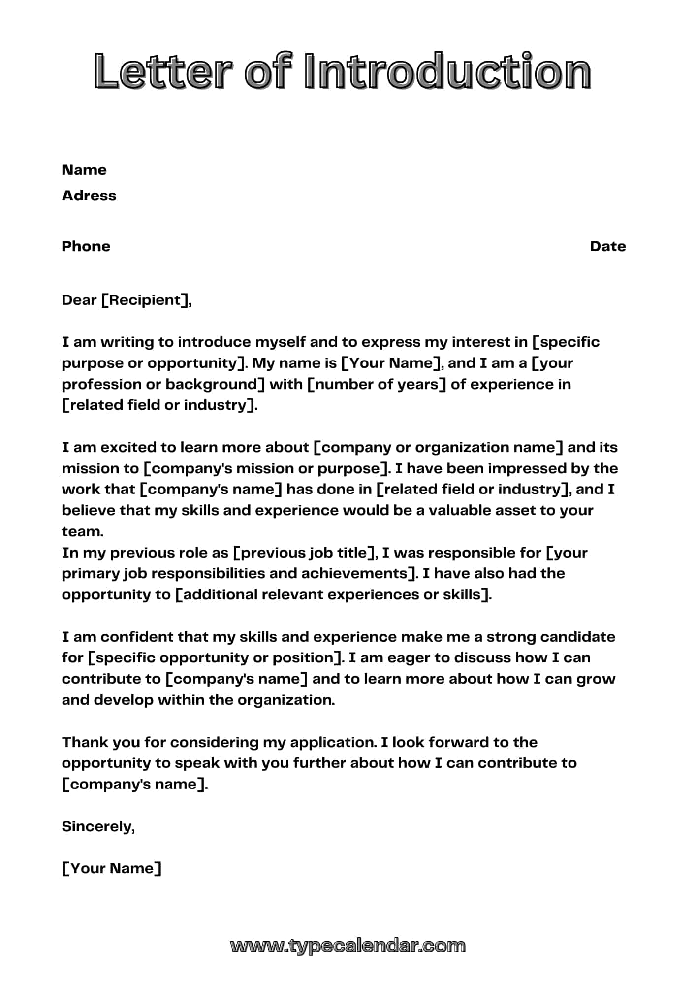 Introduction Letter Sample Templates