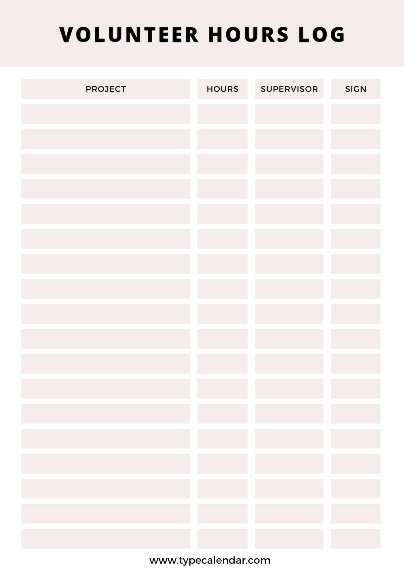 Volunteer Chart Template