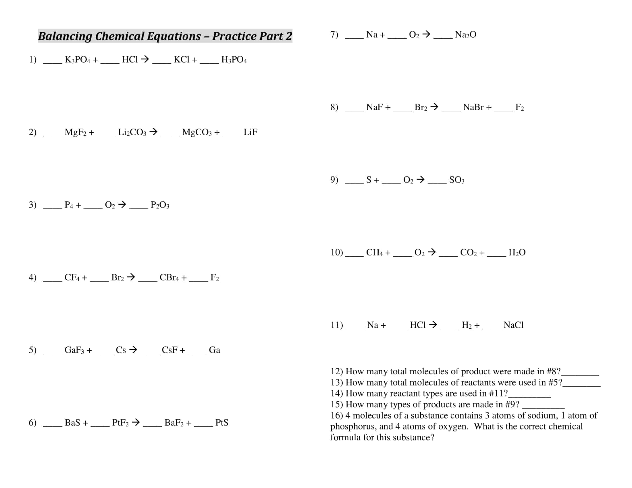 Free Balancing Chemical Equations Worksheet PDF With Answers free-balancing-chemical-equations-worksheet-pdf-with-answers