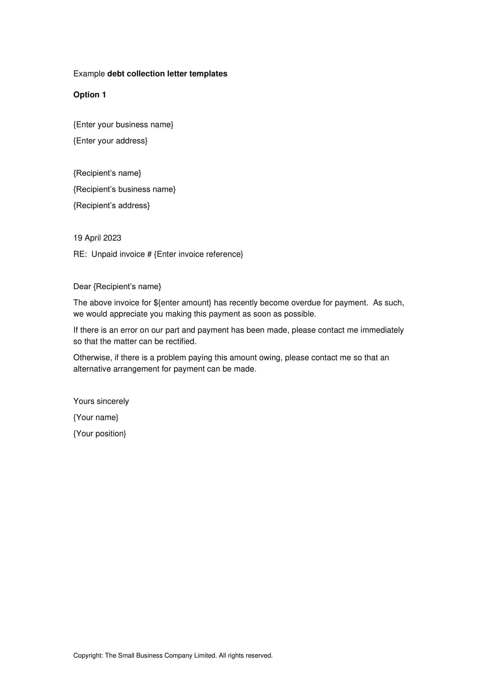 Free Printable Collection Letter Templates [Word & PDF] Medical, Dental ...