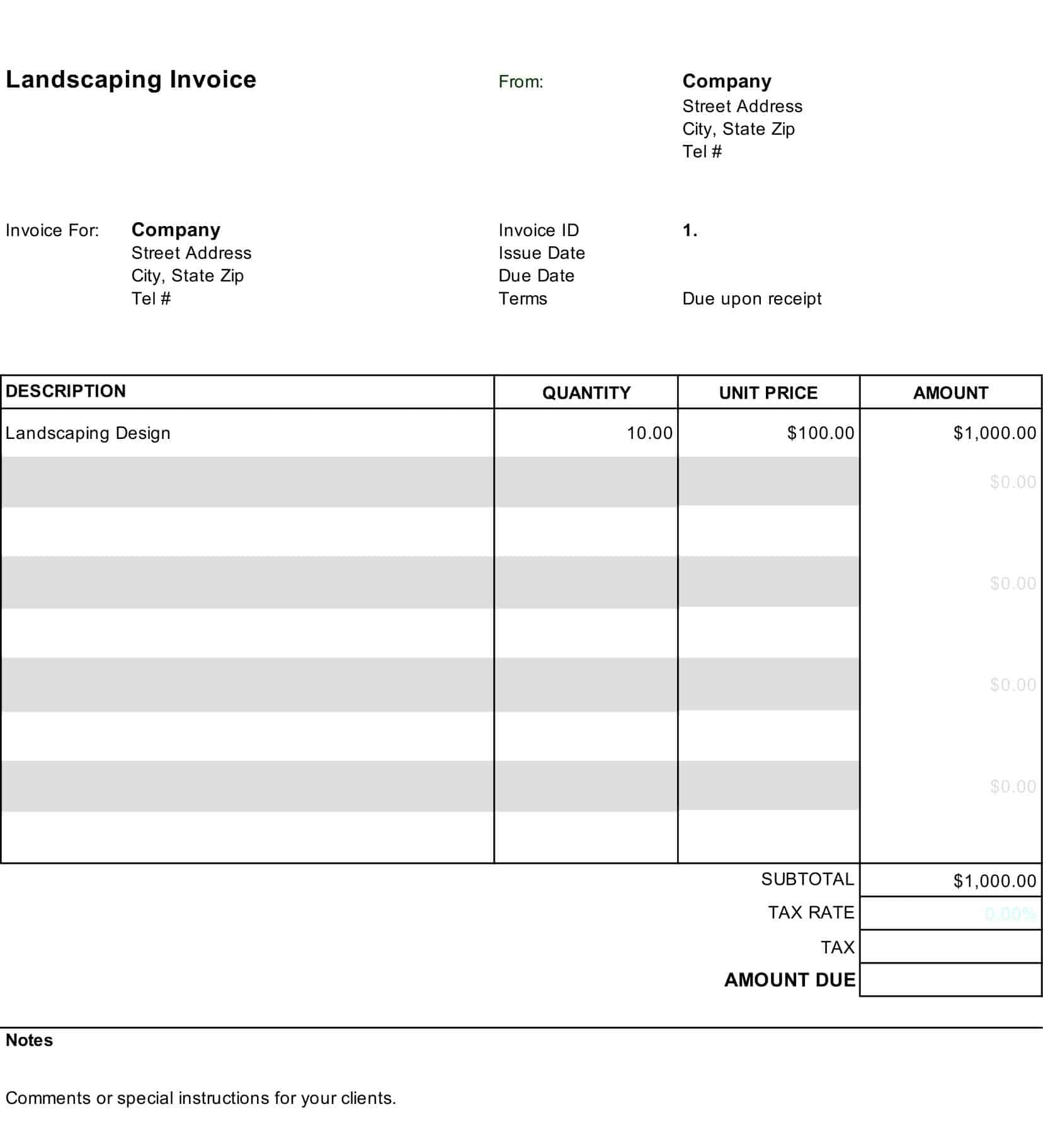 Free Printable Landscaping Invoice Templates PDF Word With Examples Free Printable Landscaping Invoice Templates PDF Word With Examples