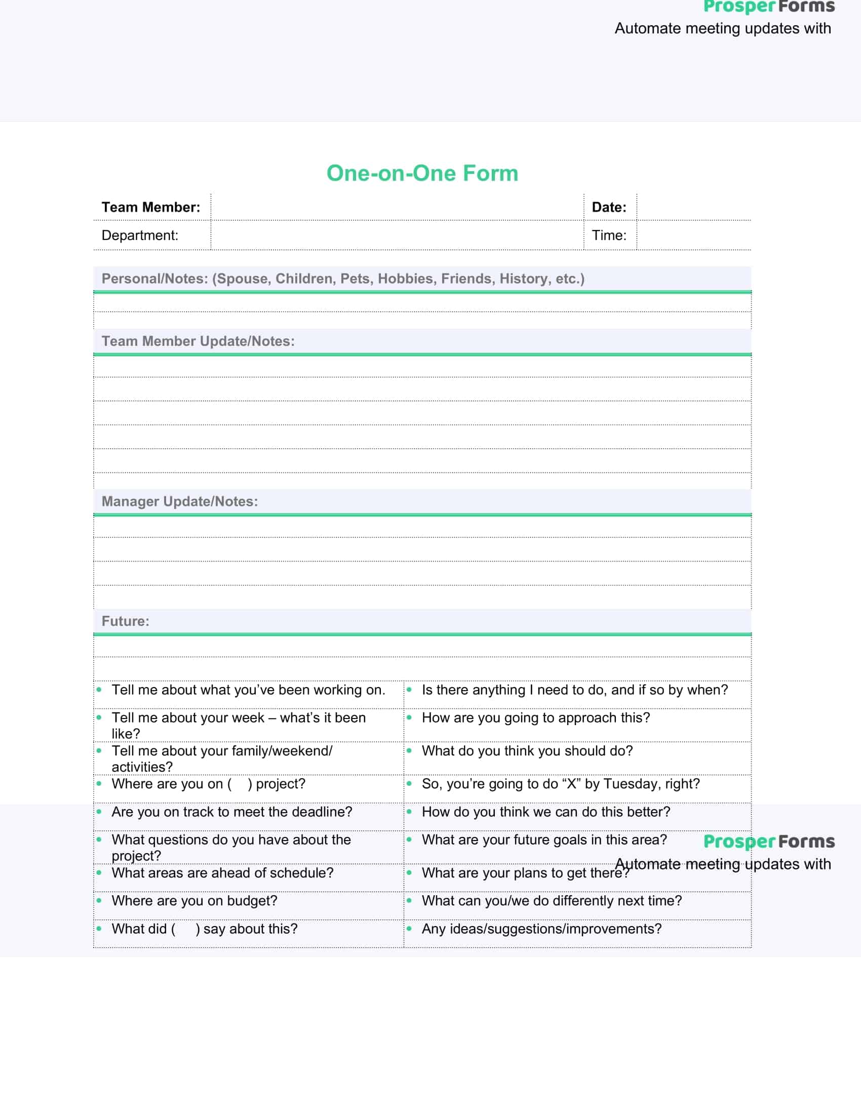Employee One on One Meeting Template Employee One on One Meeting Template