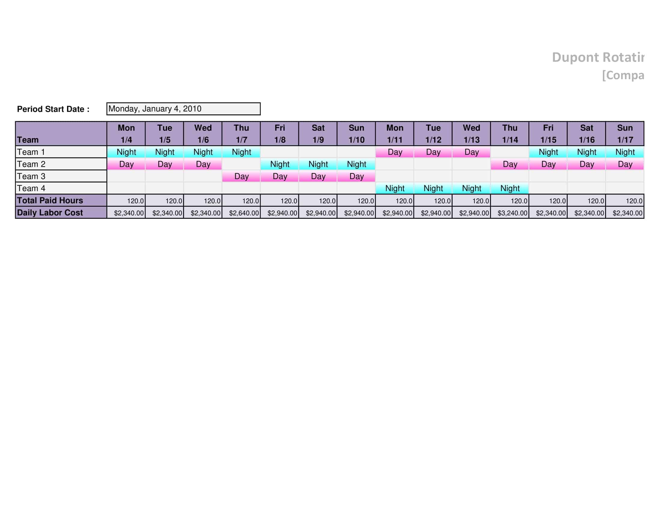 Dupont Shift Schedule Calendar Raza Tessa