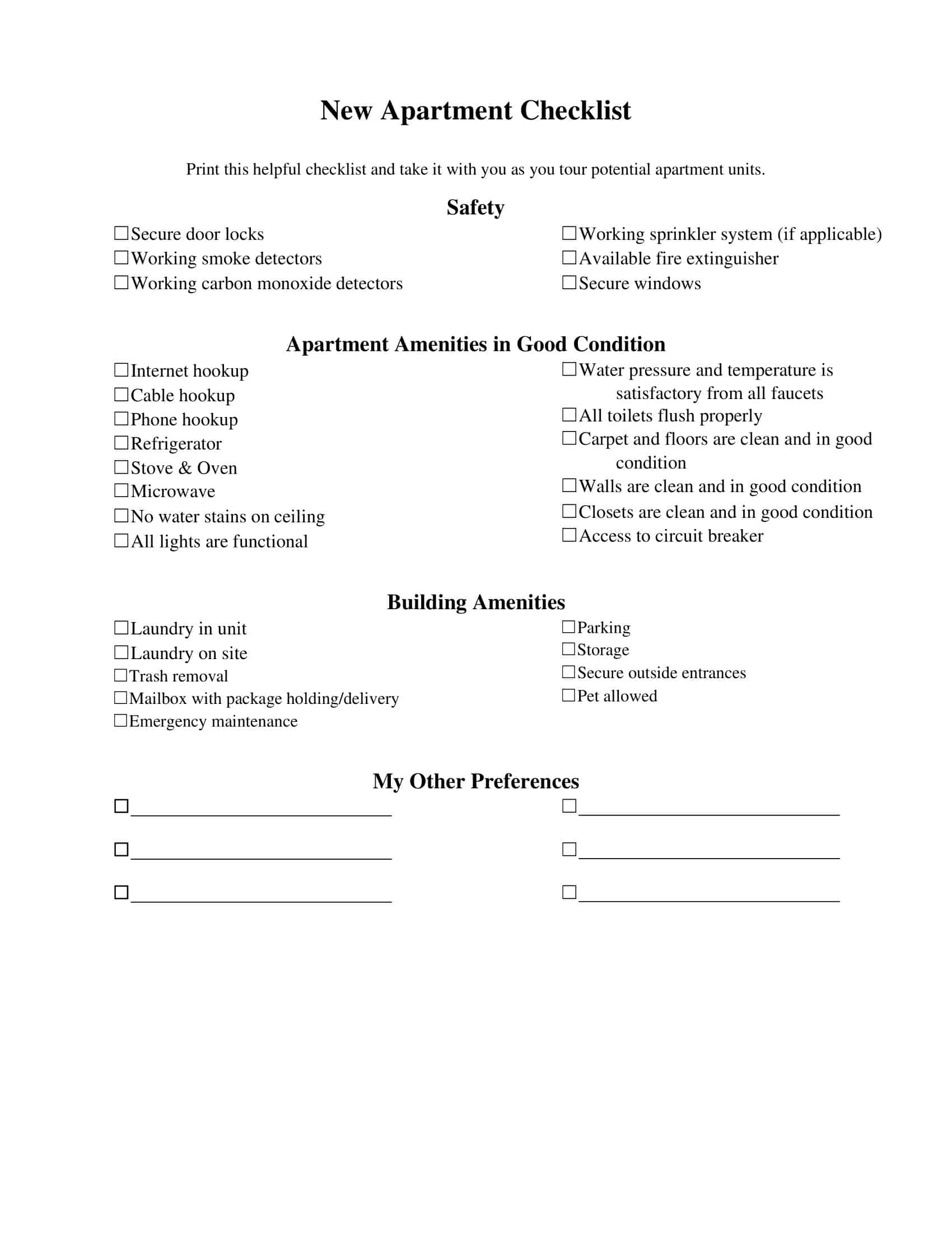 House Turnover Checklist Template