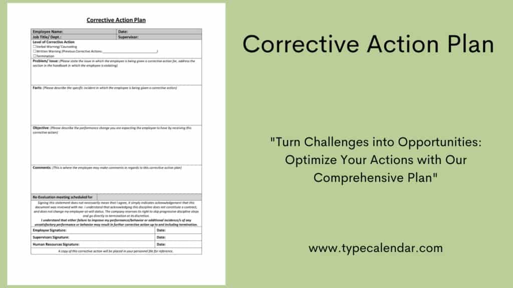 Free Printable Corrective Action Plan Templates PDF Word Excel 