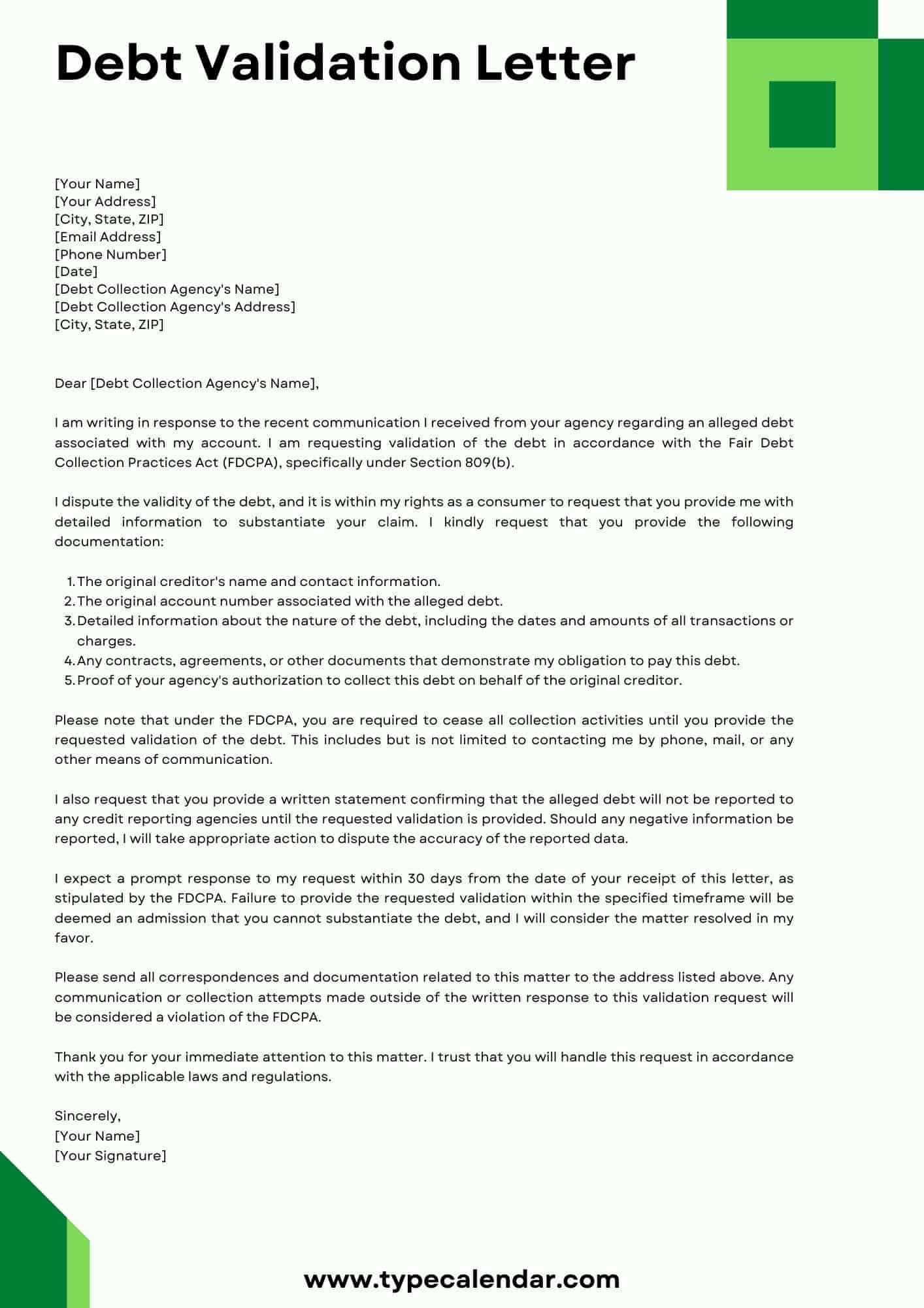 Free Debt Validation Letter Template PDF Word 53 OFF