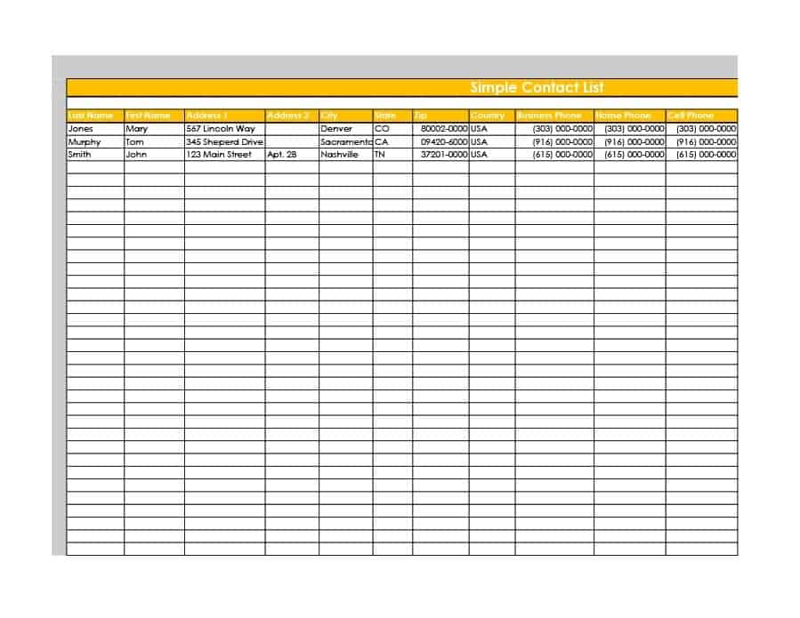 Free Printable Contact List Template Our Comprehensive 