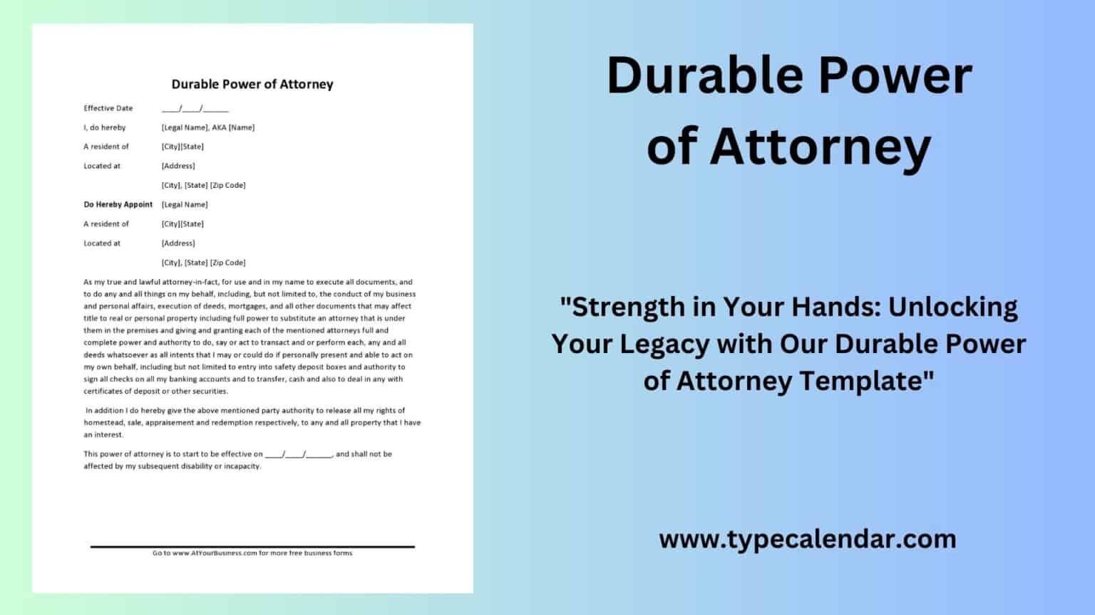 Free Printable Durable Power Of Attorney Templates [PDF, Word]