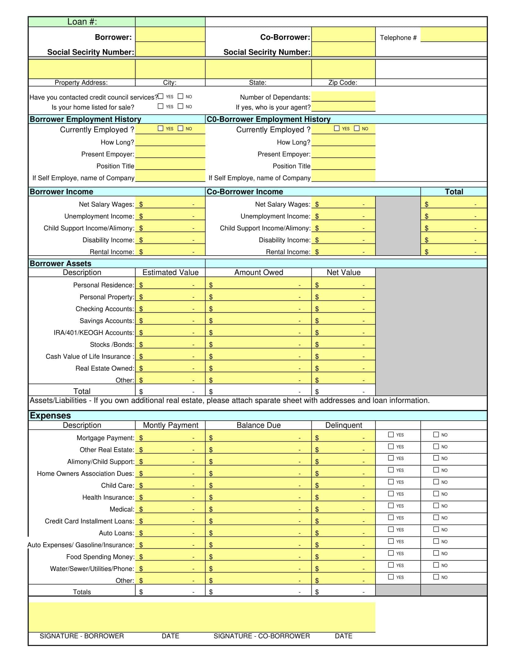 Free Printable Personal Financial Statement Templates PDF Word Excel 