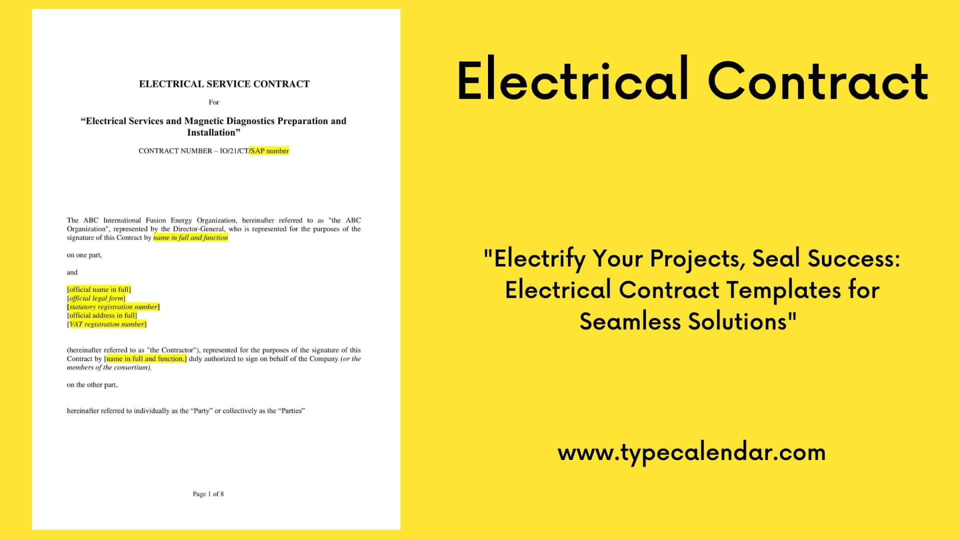 Free Printable Electrical Contract Template PDF Word Examples