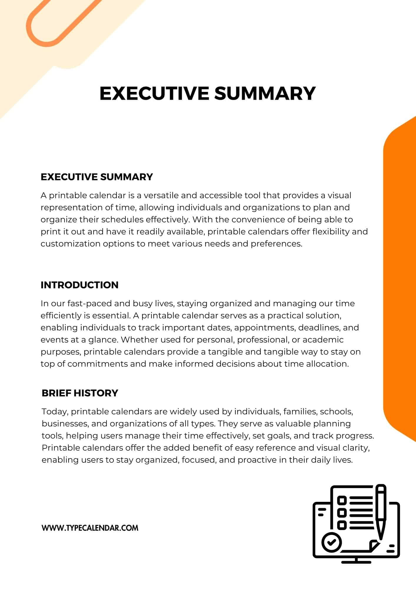 Executive Summary Template For Proposal