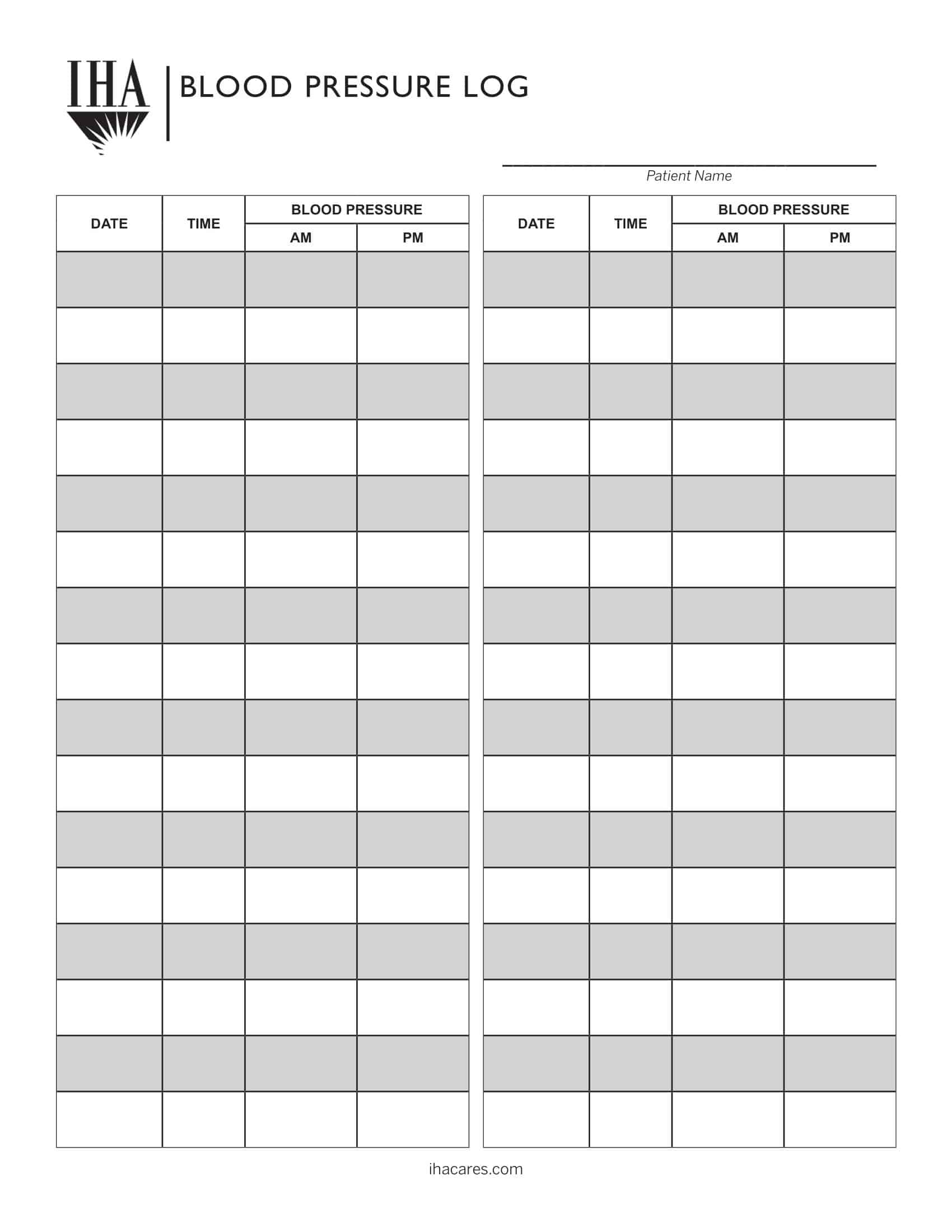 Free Printable Blood Pressure Log Templates PDF Excel Sheet Free Printable Blood Pressure Log Templates PDF Excel Sheet
