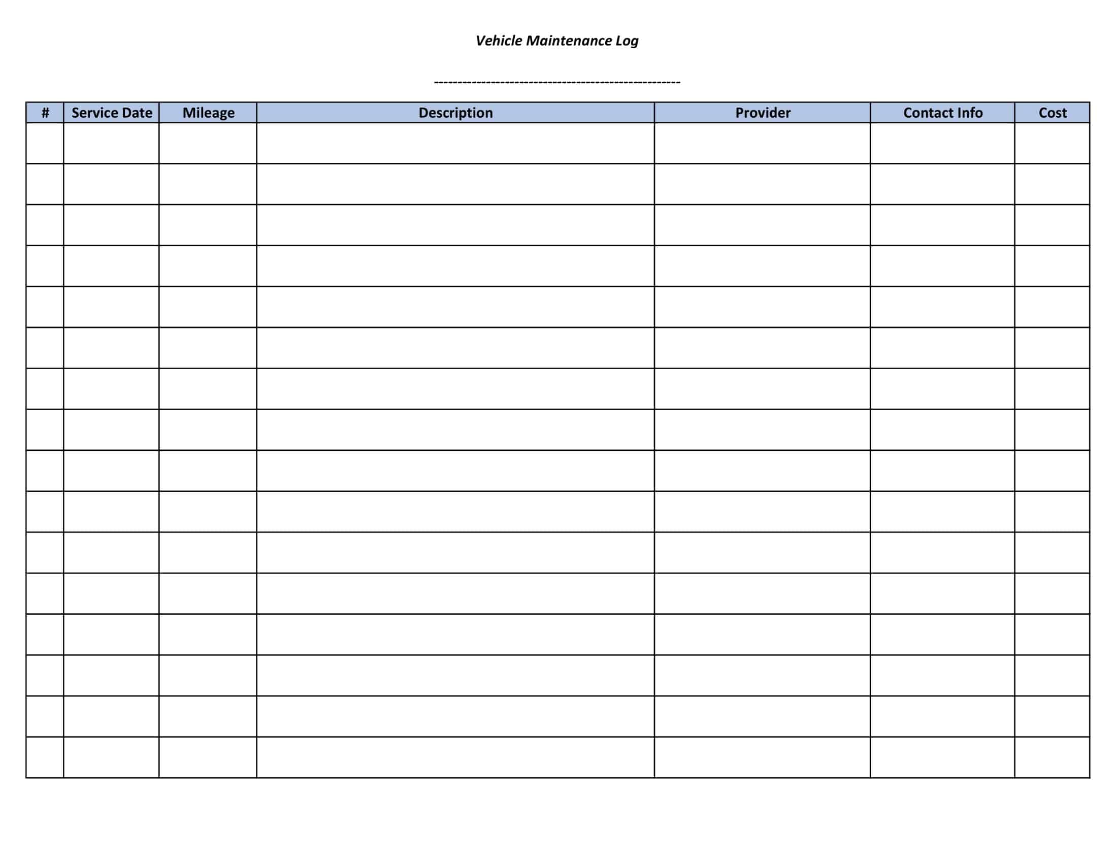 Free Printable Vehicle Maintenance Log Templates Excel Word PDF free-printable-vehicle-maintenance-log-templates-excel-word-pdf