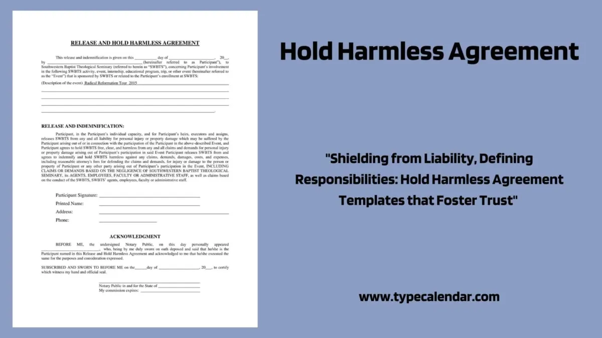 Free Printable Hold Harmless Agreement Templates [PDF, Word] Real Estate