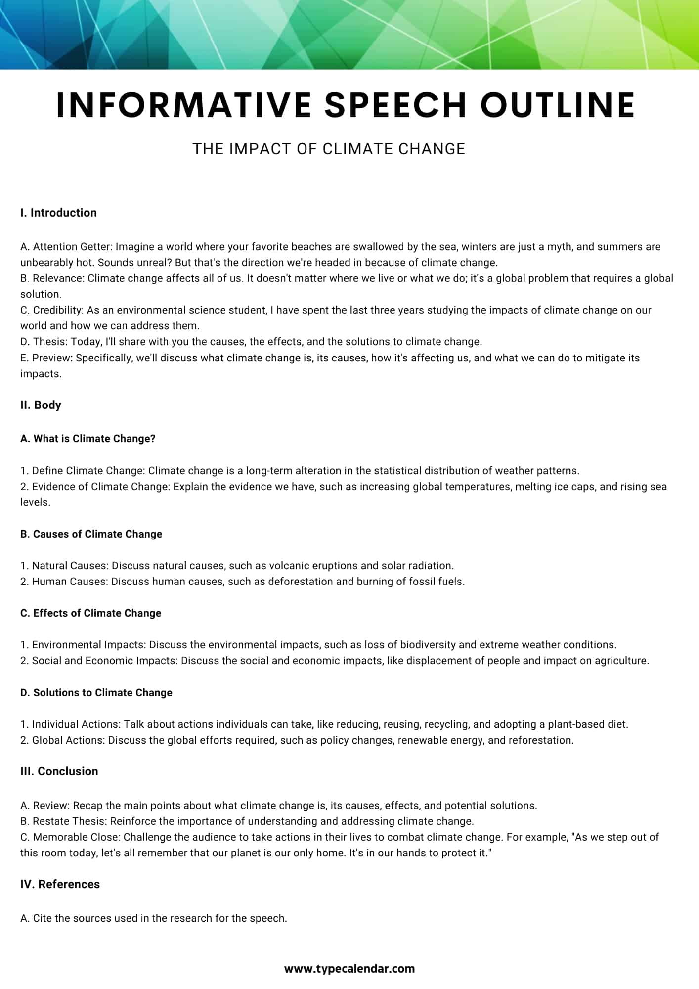 Free Printable Informative Speech Outline Templates PDF Word Example