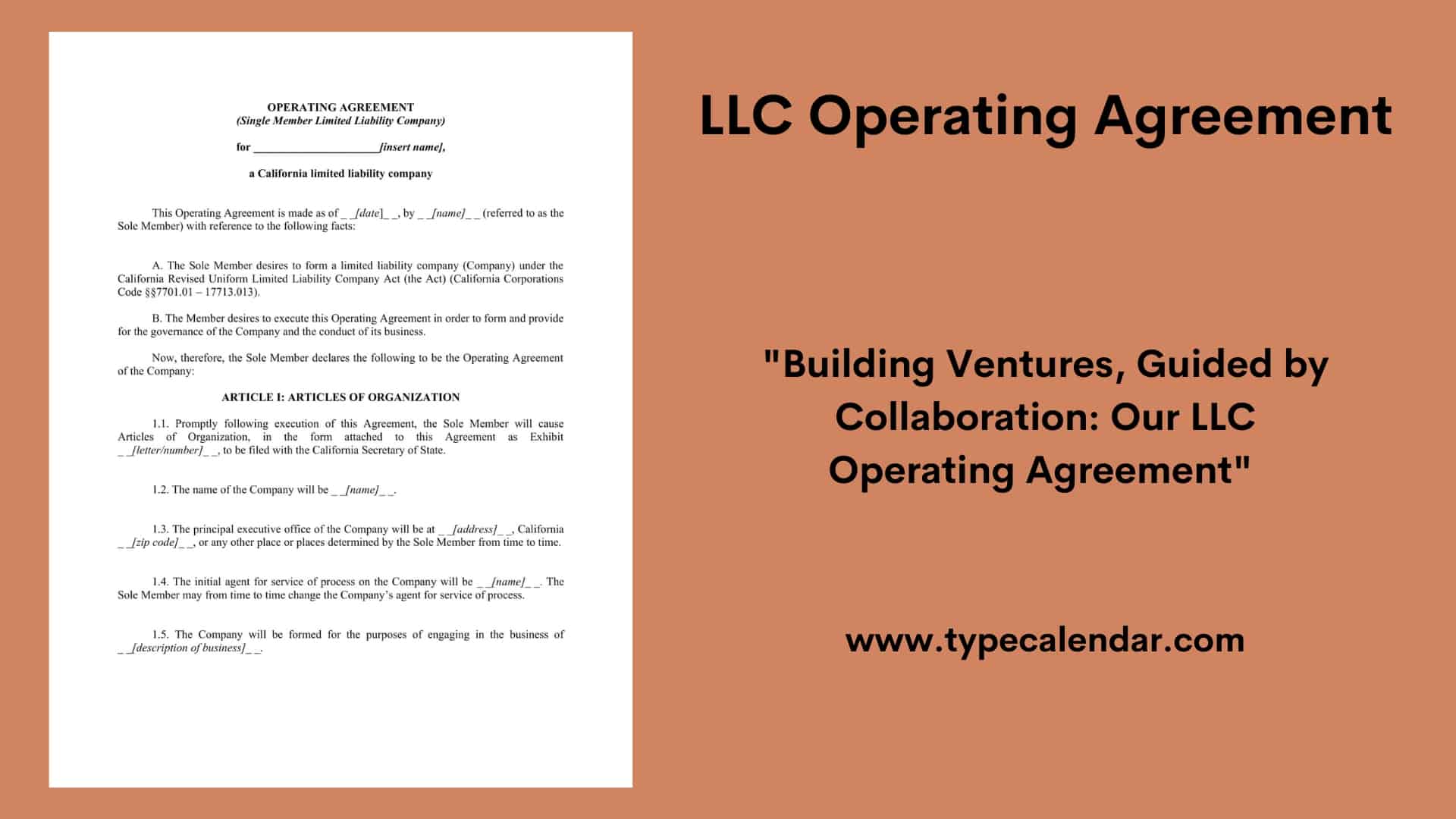 Operating Agreement For Llc Template