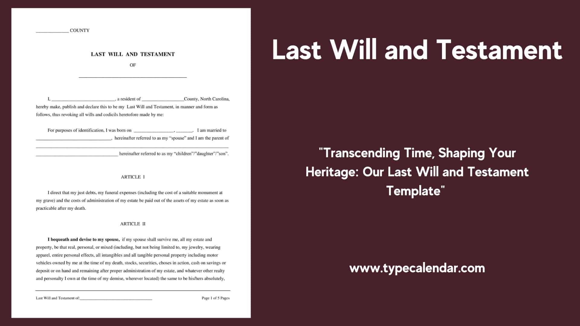 Free Printable Last Will And Testament Templates PDF Word 