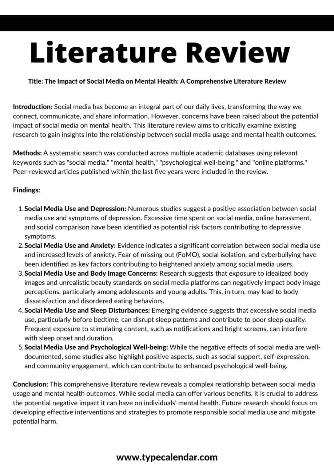 Free Printable Literature Review Templates PDF Word Excel