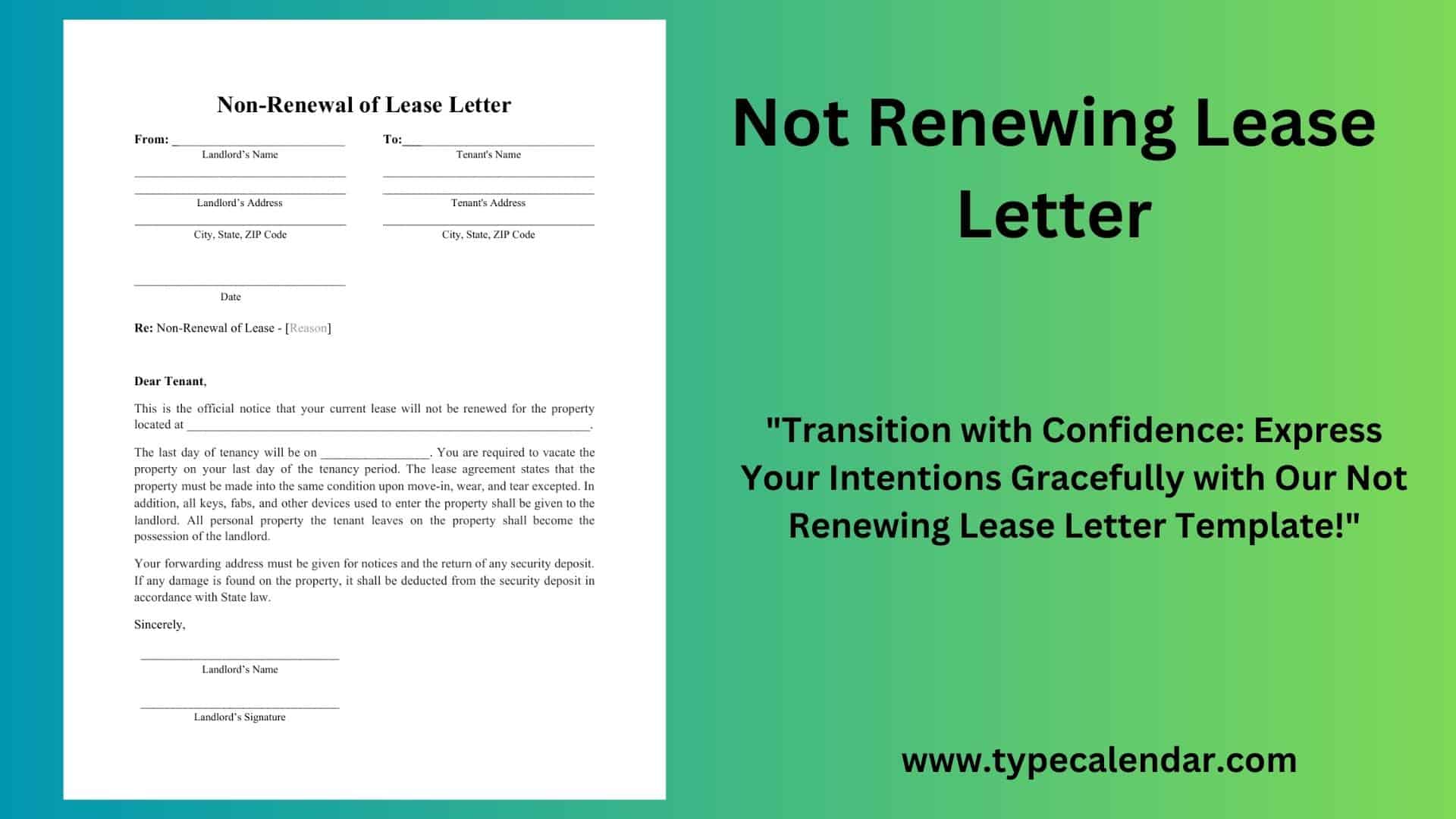 Free Printable Not Renewing Lease Letter Templates PDF Word Tenant 