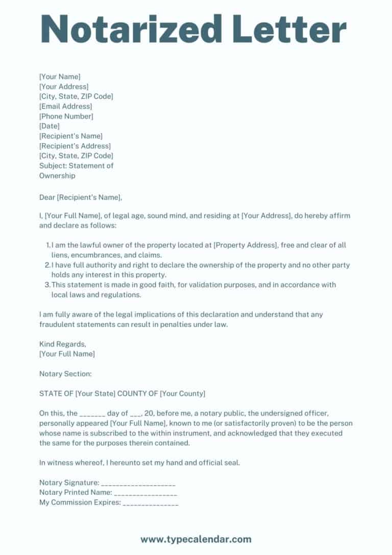 Free Printable Notarized Letter Templates Word PDF Free Printable Notarized Letter Templates Word PDF