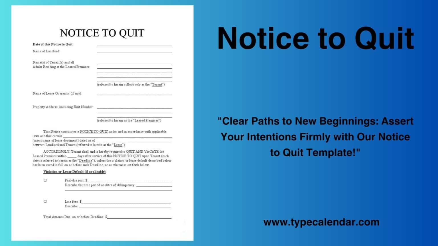 Free Printable Notice To Quit Templates [PDF, Word] 14-Day & Landlord