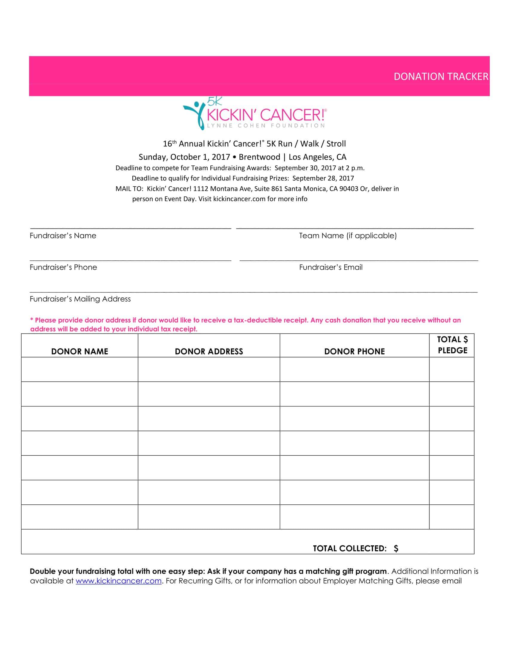 Free Printable Donation Tracker Templates [excel Pdf Word]