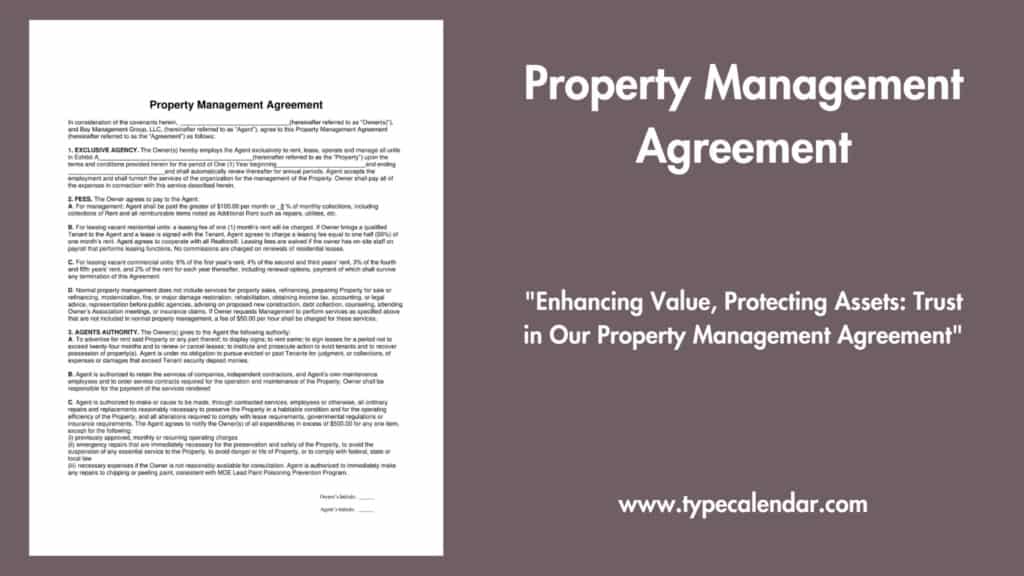 Free Printable Property Management Agreement Templates [PDF, Word]