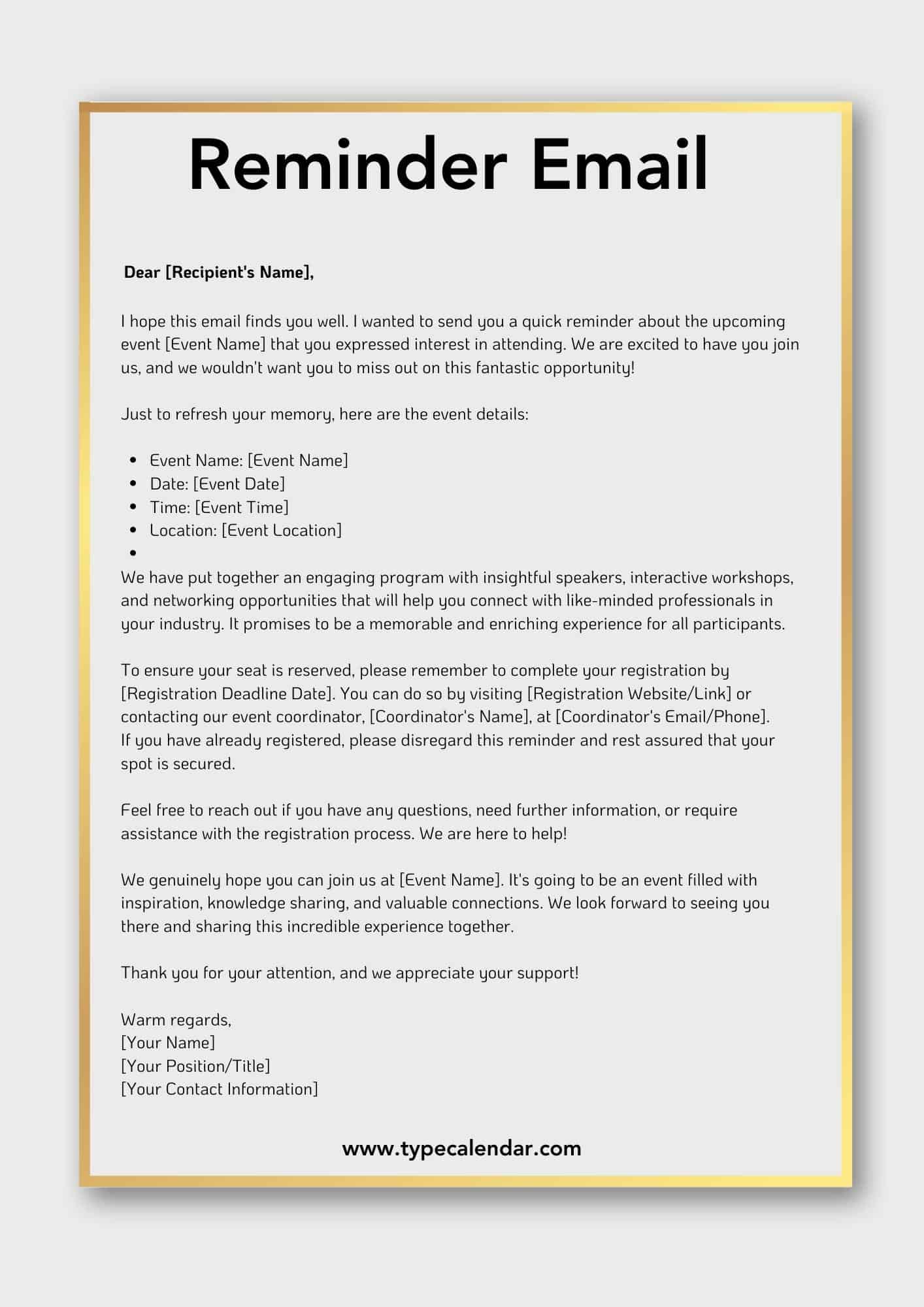 Friendly Reminder Email