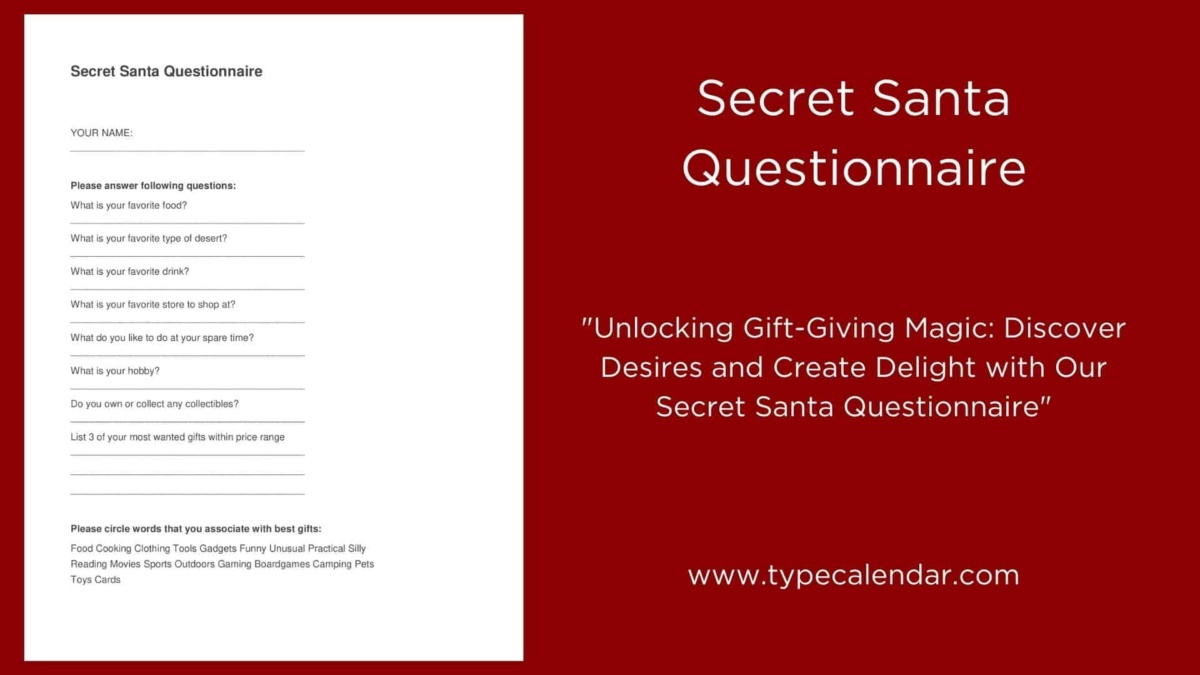 30+ Free Printable Secret Santa Questionnaire Templates [PDF]