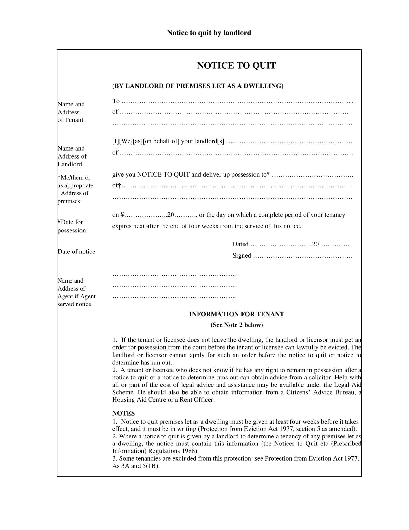 Free Printable Notice To Quit Templates PDF Word 14 Day Landlord free-printable-notice-to-quit-templates-pdf-word-14-day-landlord