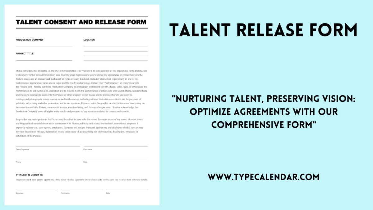 Free Printable Talent Release Form Templates [PDF, Word, Excel]